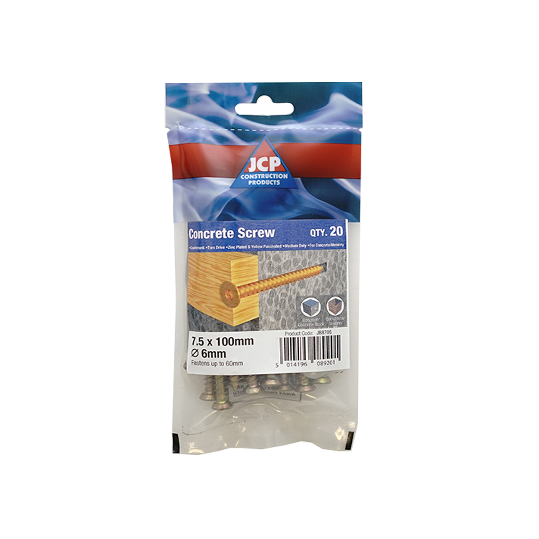 COUNTERSUNK HEAD CONCRETE SCREWS NO COVER CAPS