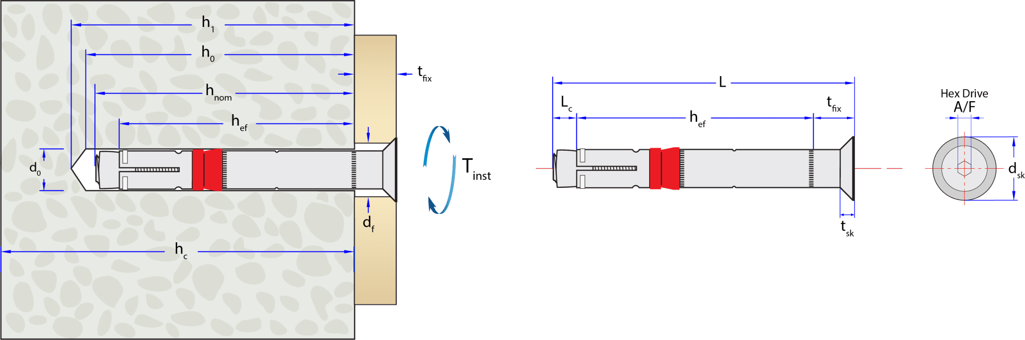 ETA OPTION 1 CSK HEAVY DUTY ANCHORS A4 ST/ST